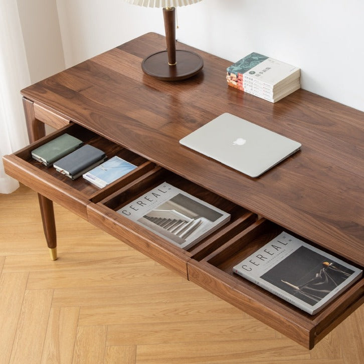 ALIVIA RITZ Modern Desk Console Table Solid Wood desk Natural / Walnut ...